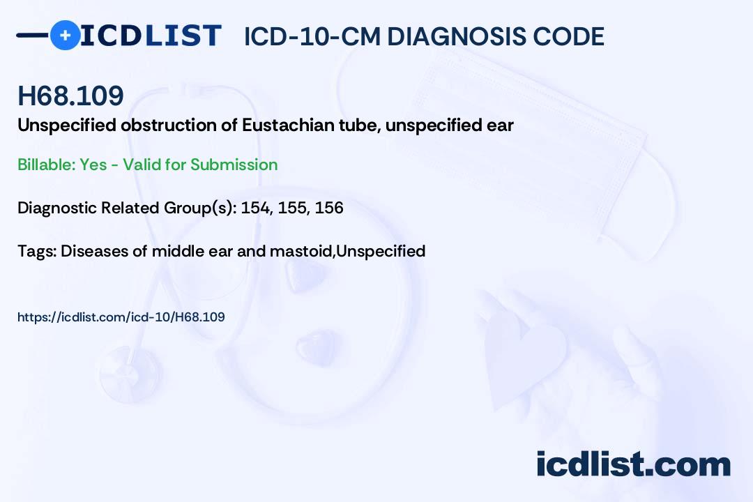 ICD-10-CM Diagnosis Code H68.109 - Unspecified obstruction of ...
