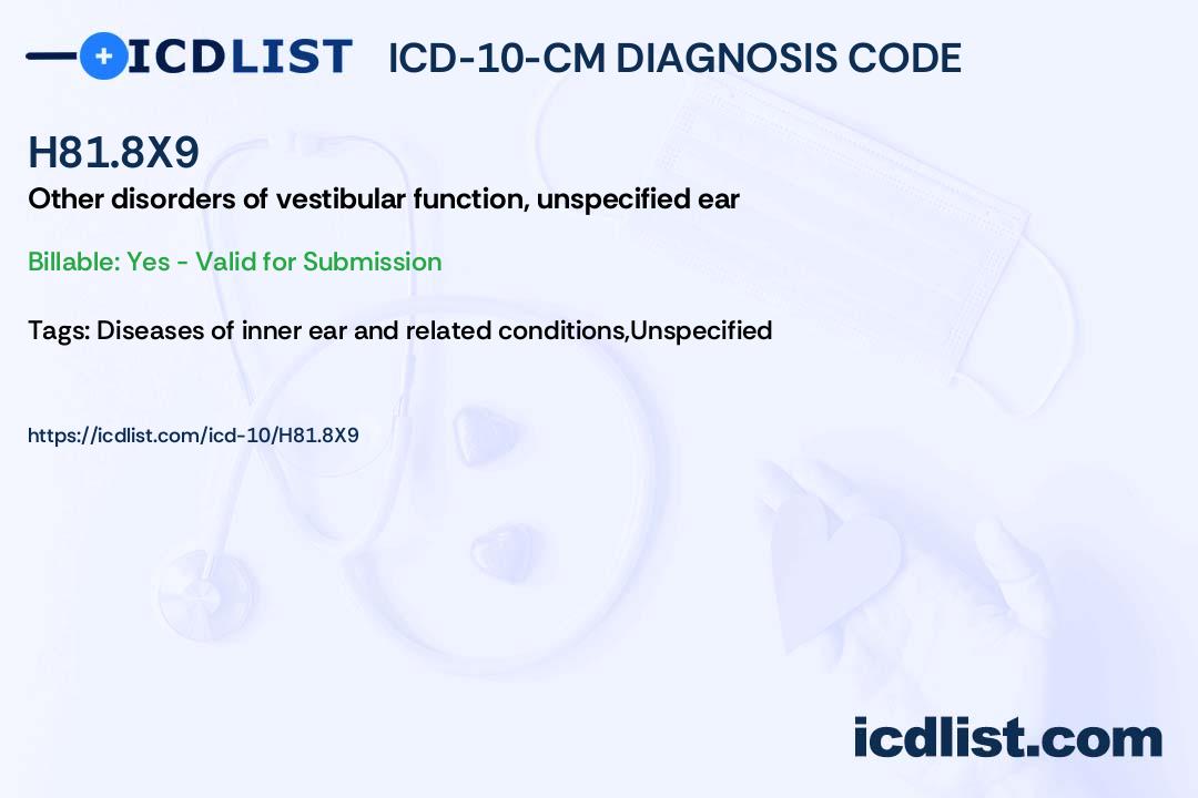 ICD-10-CM Diagnosis Code H81.8X9 - Other disorders of vestibular ...
