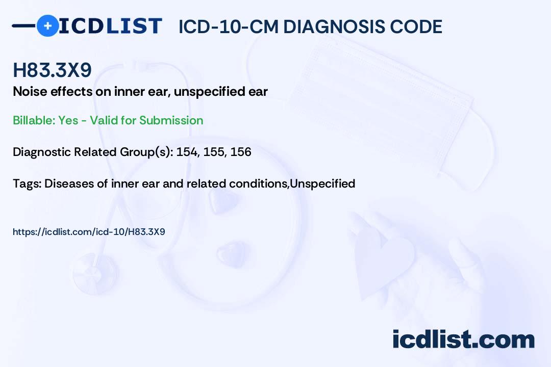 ICD-10-CM Diagnosis Code H83.3X9 - Noise effects on inner ear ...