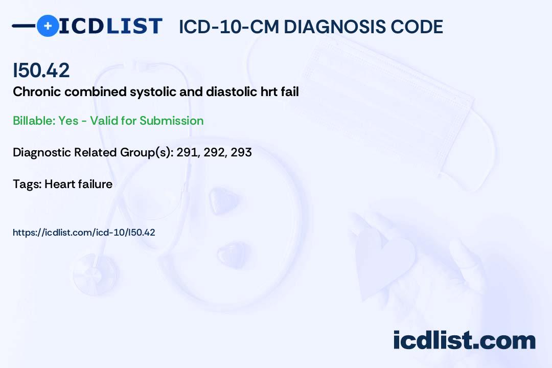 ICD 10 CM Diagnosis Code I50 42 Chronic Combined Systolic congestive ICD 10 CM Diagnosis Code I50 42 Chronic Combined Systolic congestive