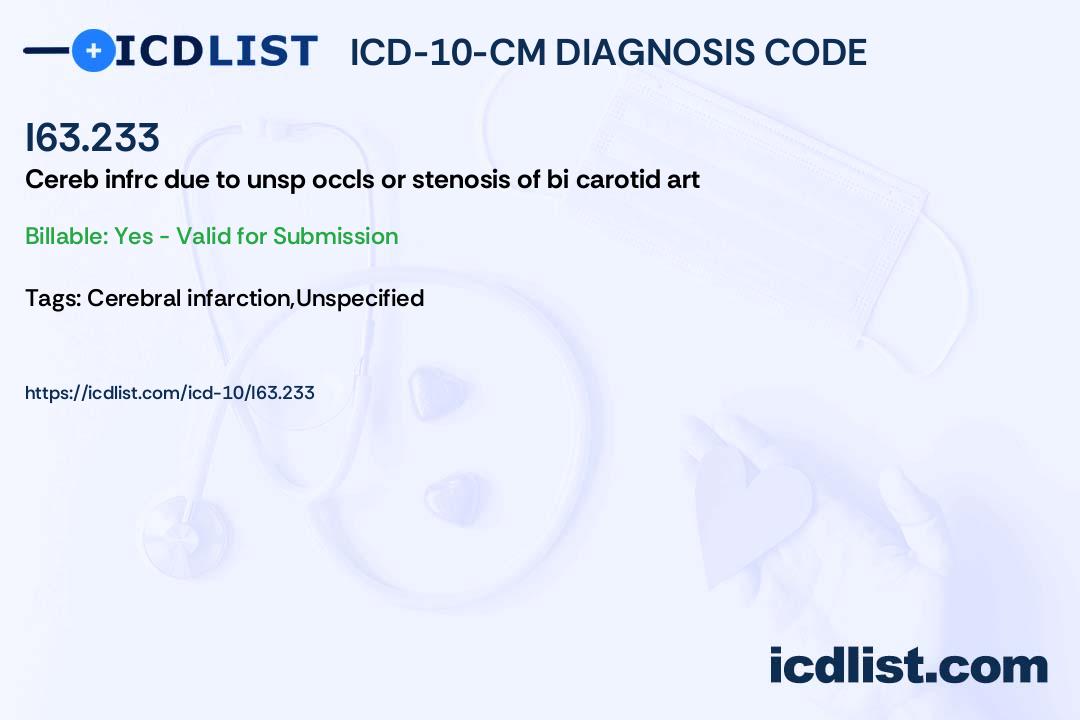 ICD-10-CM Diagnosis Code I63.233 - Cerebral infarction due to ...