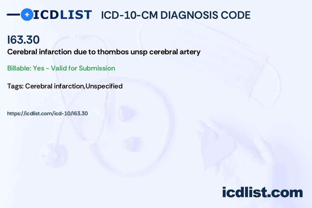 ICD-10-CM Diagnosis Code I63.30 - Cerebral infarction due to thrombosis ...