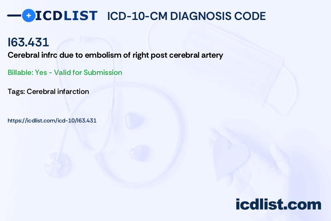 ICD-10-CM Diagnosis Code I63.431 - Cerebral infarction due to embolism ...