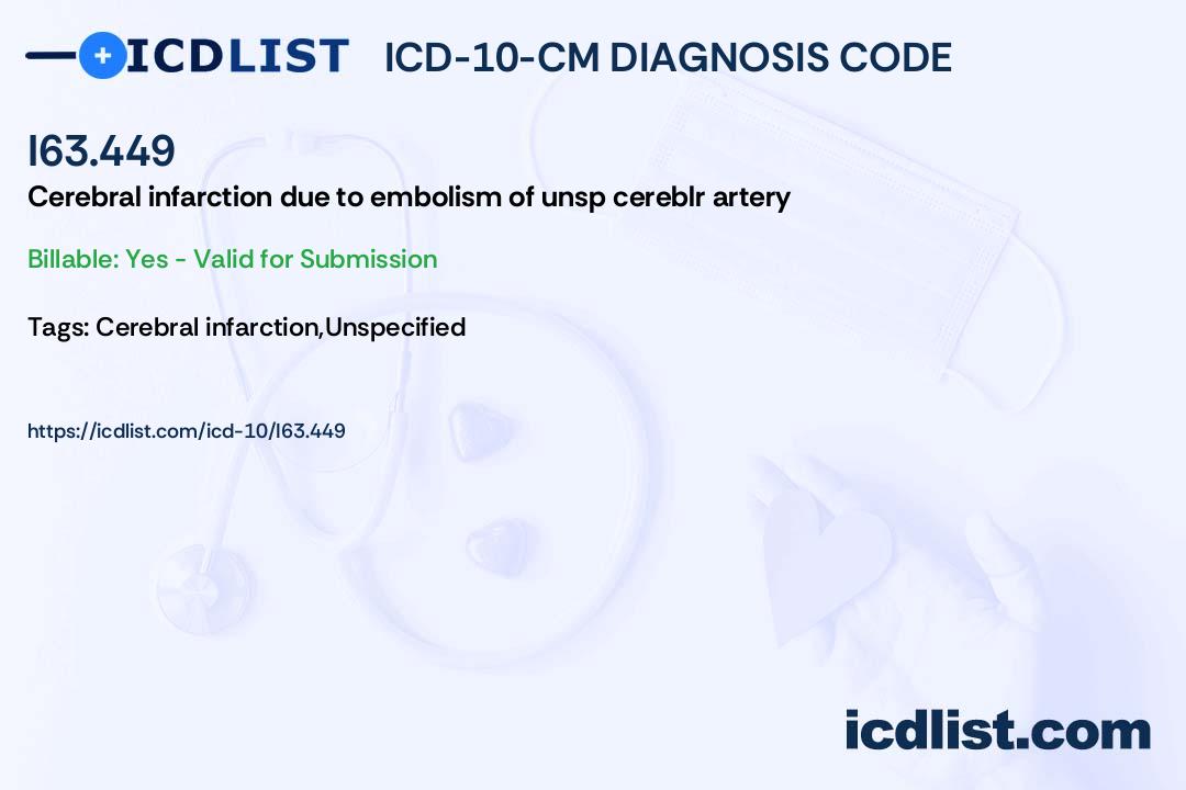 ICD-10-CM Diagnosis Code I63.449 - Cerebral infarction due to embolism ...