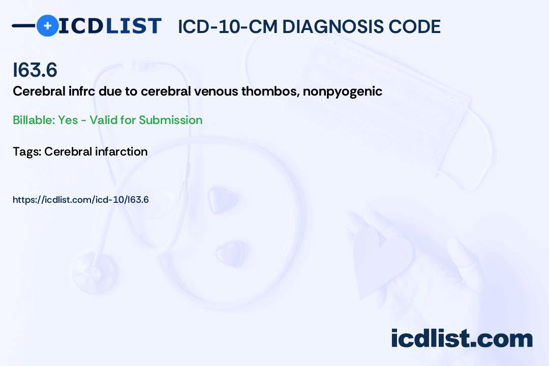 ICD-10-CM Diagnosis Code I63.6 - Cerebral infarction due to cerebral ...