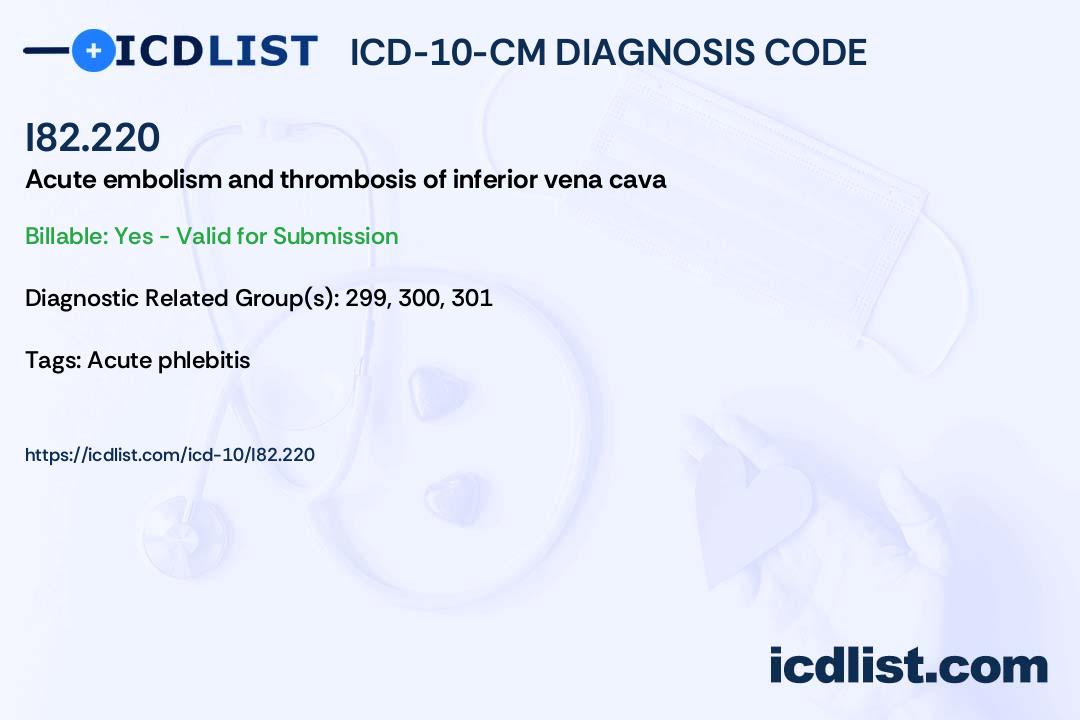 ICD-10-CM Diagnosis Code I82.220 - Acute embolism and thrombosis of ...