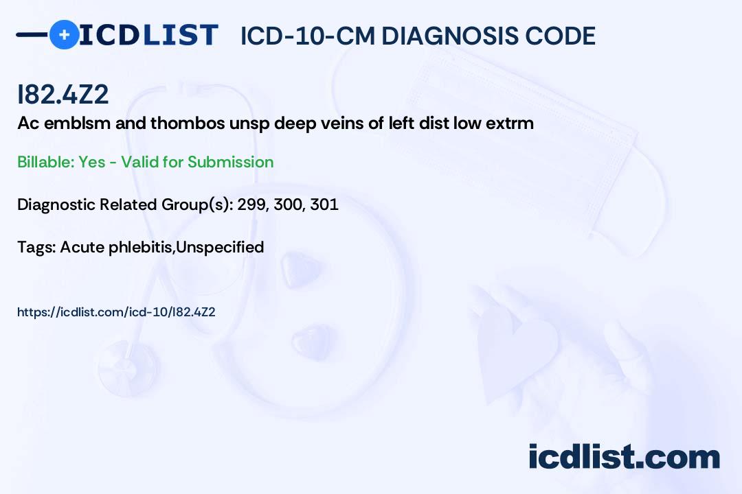ICD-10-CM Diagnosis Code I82.4Z2 - Acute embolism and thrombosis of ...