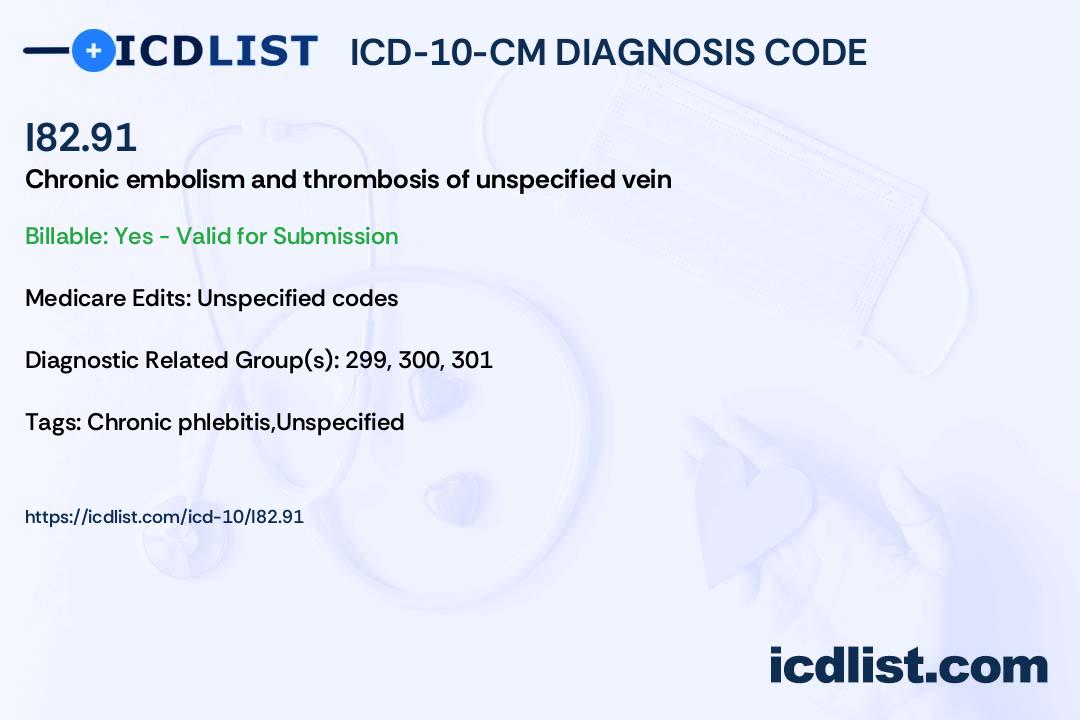 ICD-10-CM Diagnosis Code I82.91 - Chronic embolism and thrombosis of ...