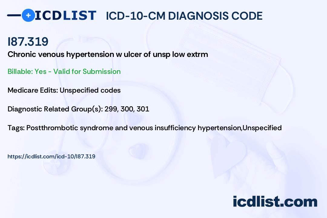 ICD-10-CM Diagnosis Code I87.319 - Chronic venous hypertension ...