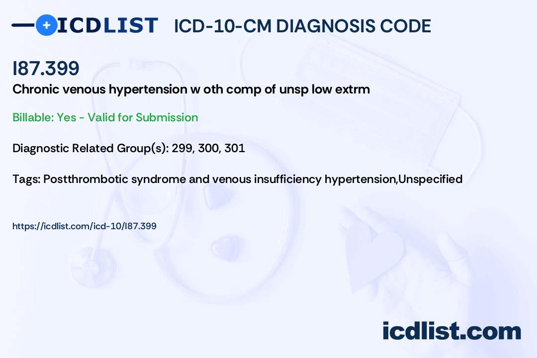 ICD-10-CM Diagnosis Code I87.399 - Chronic venous hypertension ...