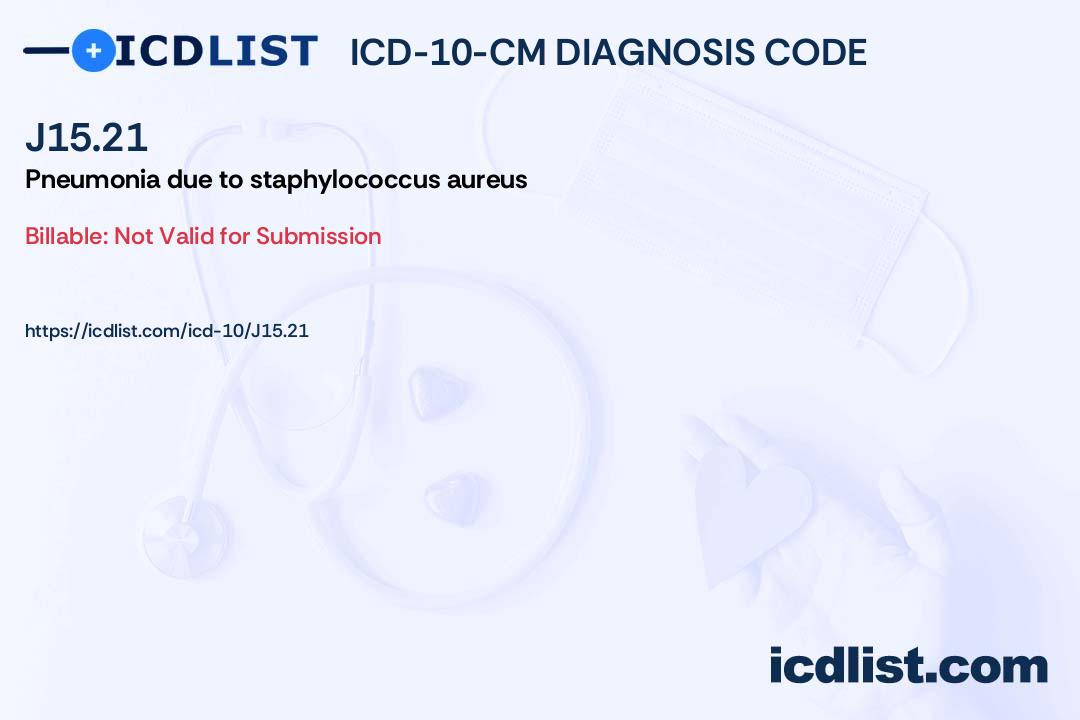 ICD-10-CM Diagnosis Code J15.21 - Pneumonia due to staphylococcus aureus