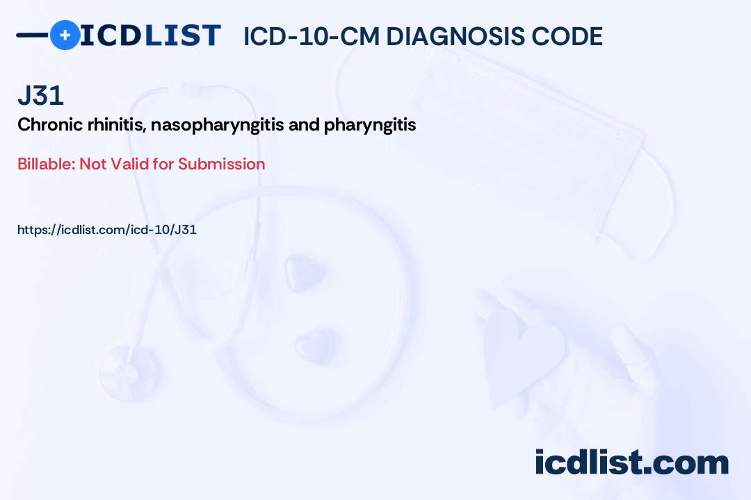 ICD-10-CM Diagnosis Code J31 - Chronic rhinitis, nasopharyngitis and ...