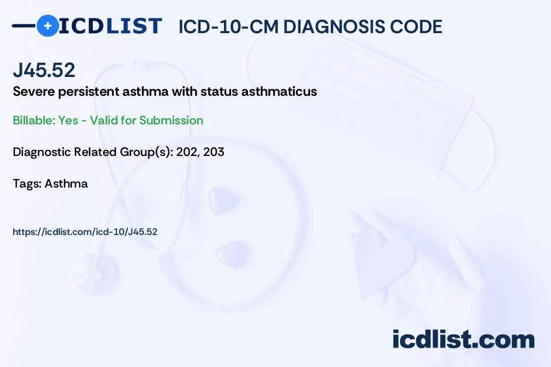 ICD-10-CM Diagnosis Code J45.52 - Severe persistent asthma with status ...