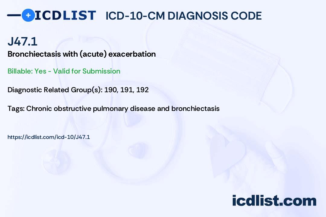 ICD-10-CM Diagnosis Code J47.1 - Bronchiectasis with (acute) exacerbation