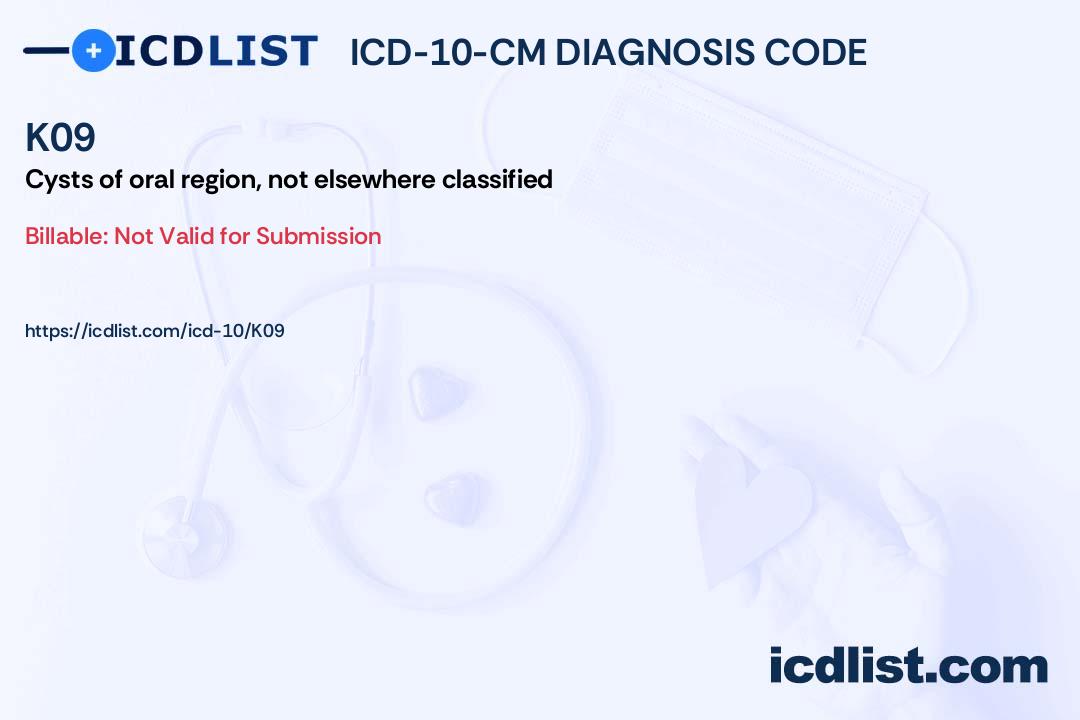 ICD-10-CM Diagnosis Code K09 - Cysts of oral region, not elsewhere ...