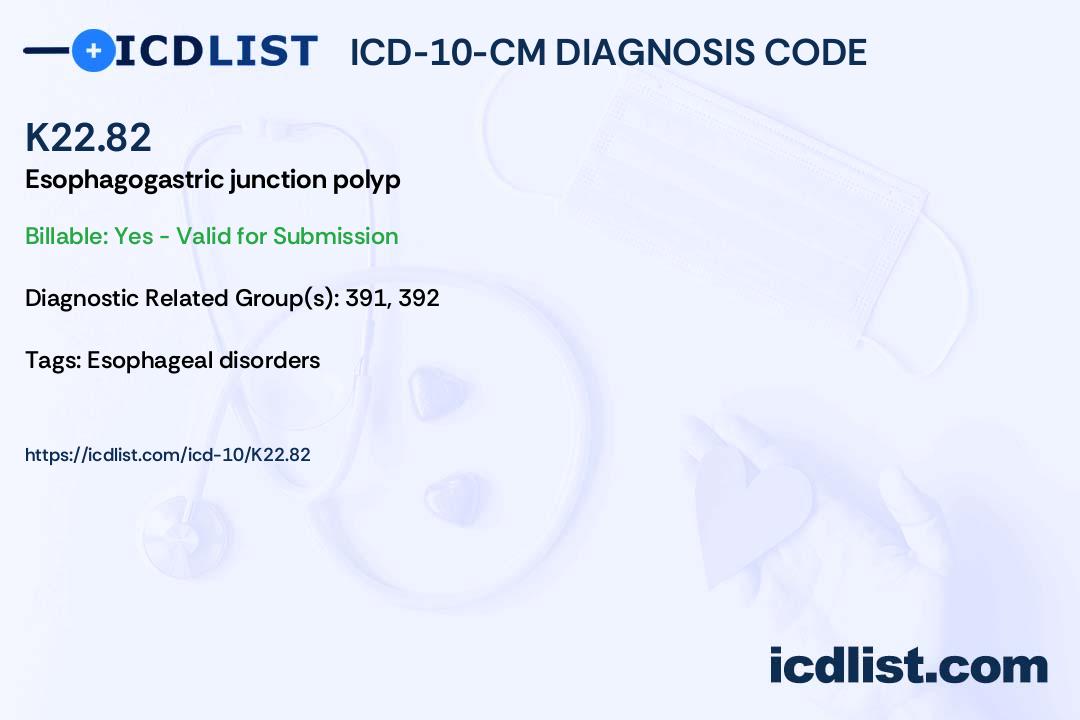 ICD-10-CM Diagnosis Code K22.82 - Esophagogastric junction polyp