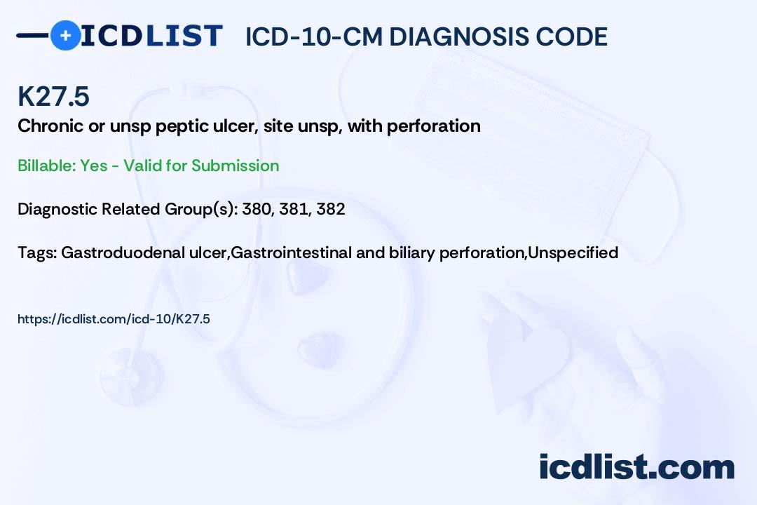 ICD-10-CM Diagnosis Code K27.5 - Chronic or unspecified peptic ulcer ...