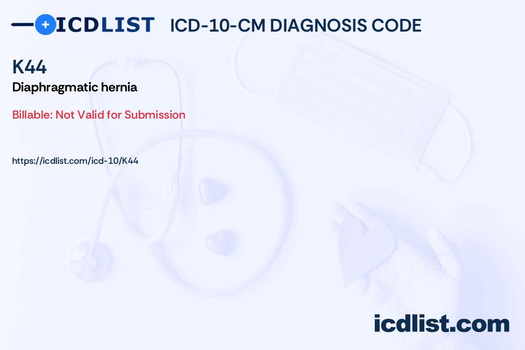 ICD-10-CM Diagnosis Code K44 - Diaphragmatic hernia