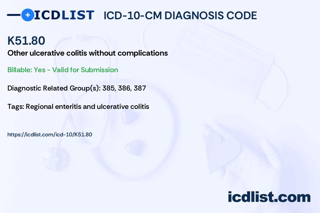 ICD-10-CM Diagnosis Code K51.80 - Other ulcerative colitis without ...