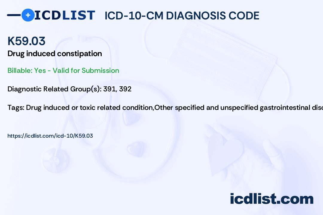 ICD-10-CM Diagnosis Code K59.03 - Drug induced constipation