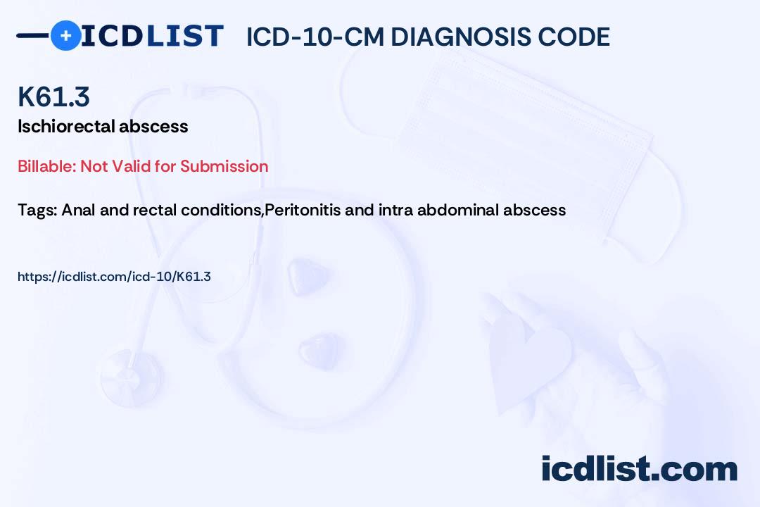 ICD-10-CM Diagnosis Code K61.3 - Ischiorectal abscess