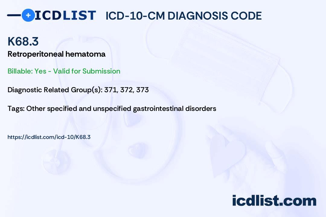 ICD-10-CM Diagnosis Code K68.3 - Retroperitoneal hematoma