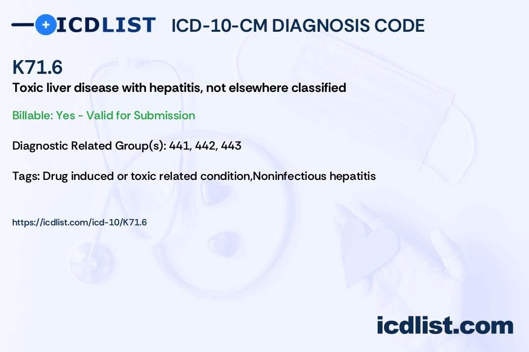 ICD-10-CM Diagnosis Code K71.6 - Toxic liver disease with hepatitis, not elsewhere classified