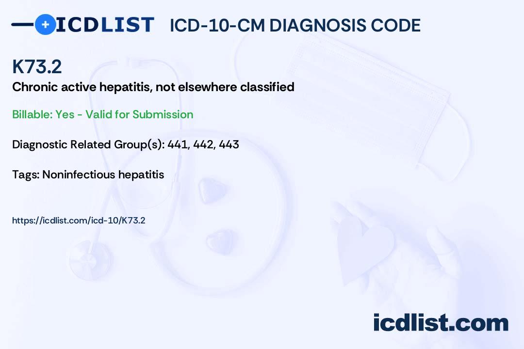 ICD-10-CM Diagnosis Code K73.2 - Chronic active hepatitis, not ...