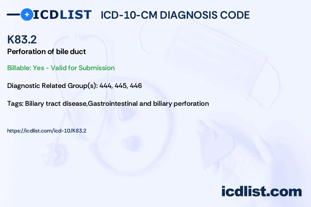ICD-10-CM Diagnosis Code K83.2 - Perforation of bile duct