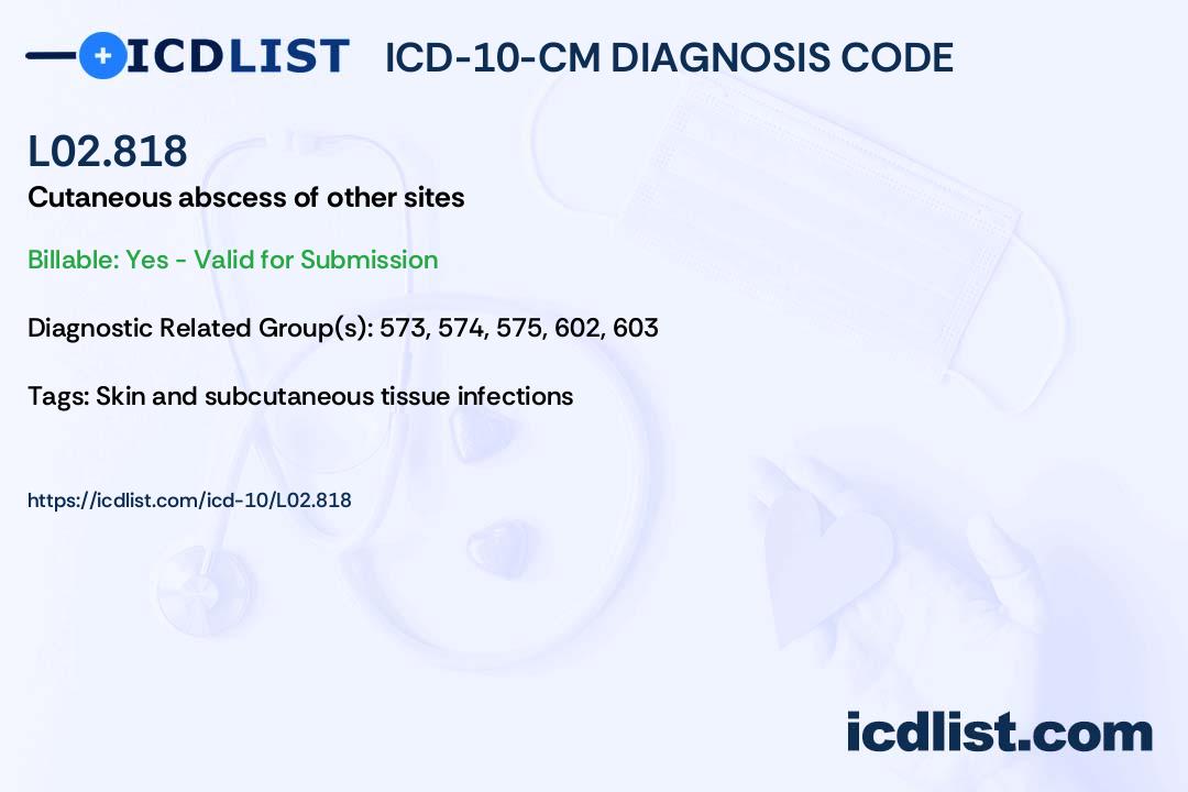 ICD-10-CM Diagnosis Code L02.818 - Cutaneous abscess of other sites