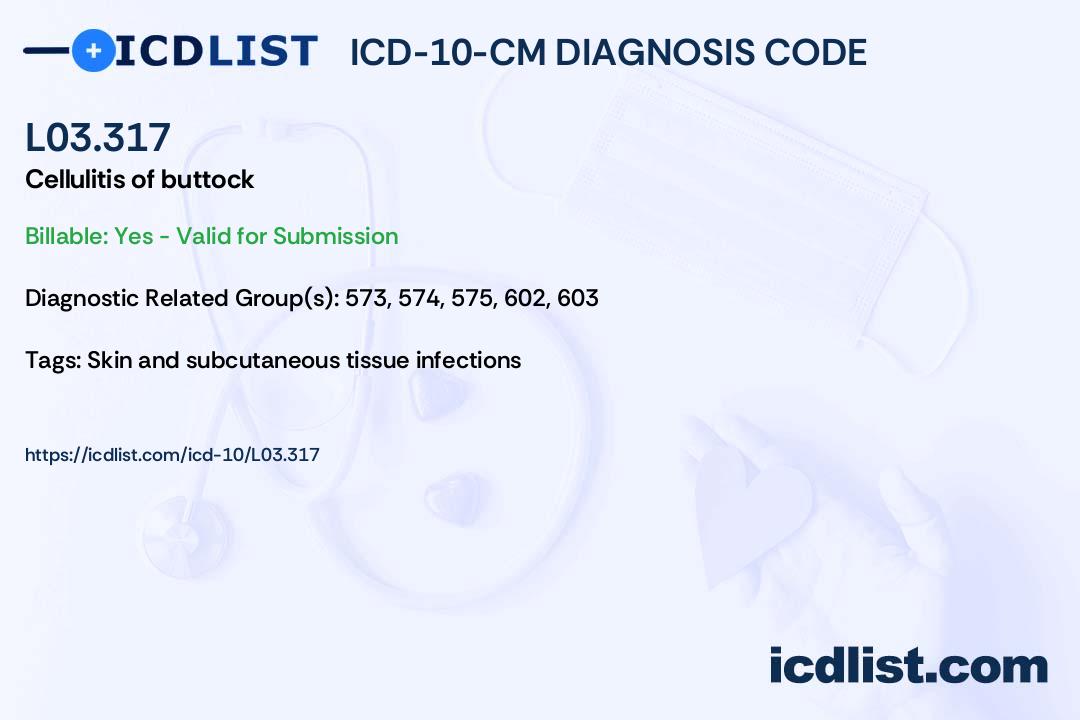 ICD-10-CM Diagnosis Code L03.317 - Cellulitis of buttock