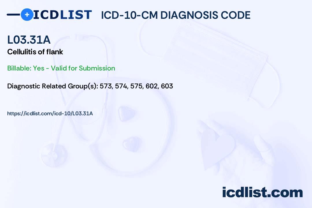 ICD-10-CM Diagnosis Code L03.31A - Cellulitis of flank