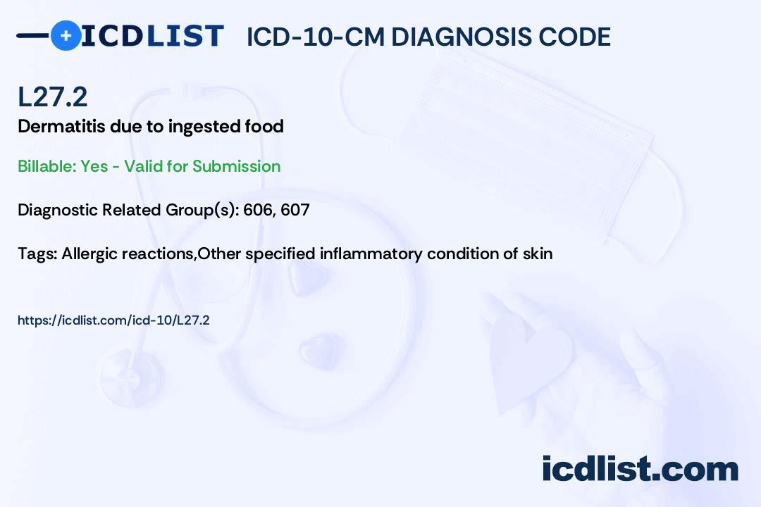 ICD-10-CM Diagnosis Code L27.2 - Dermatitis due to ingested food