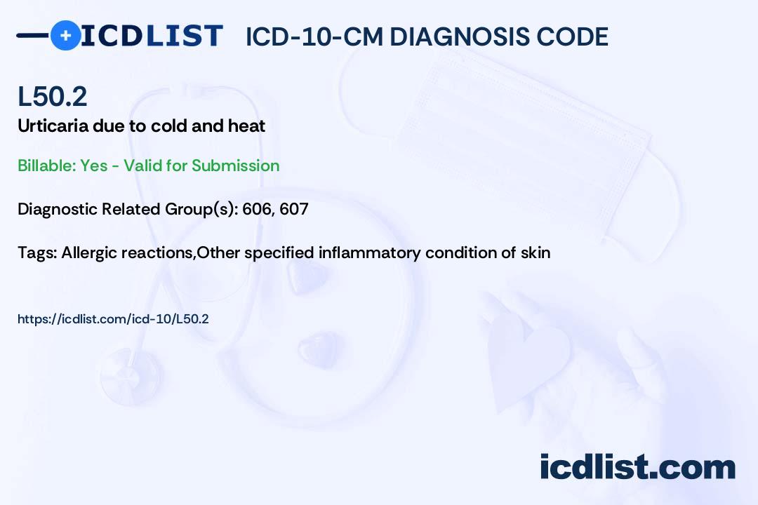 ICD-10-CM Diagnosis Code L50.2 - Urticaria due to cold and heat