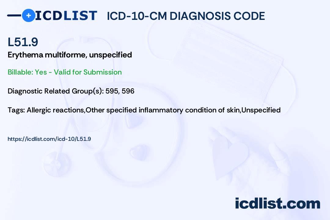 ICD-10-CM Diagnosis Code L51.9 - Erythema multiforme, unspecified