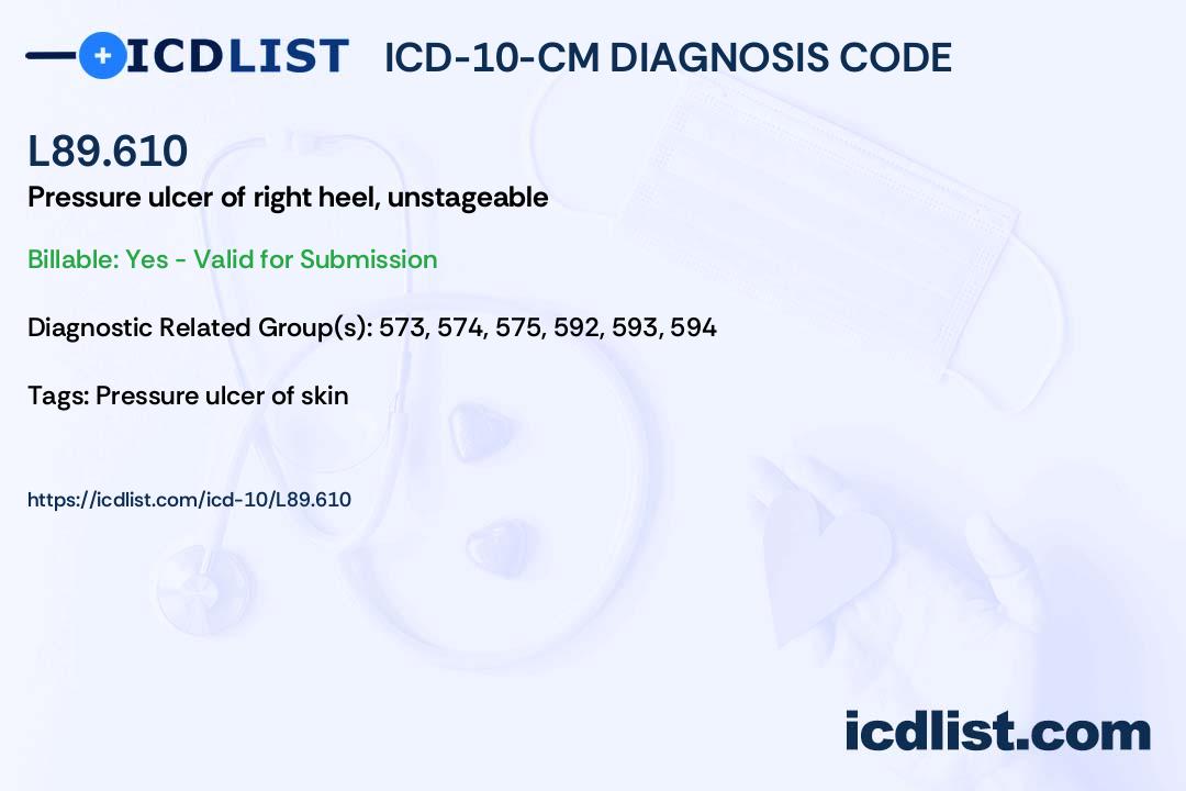 ICD-10-CM Diagnosis Code L89.610 - Pressure ulcer of right heel ...