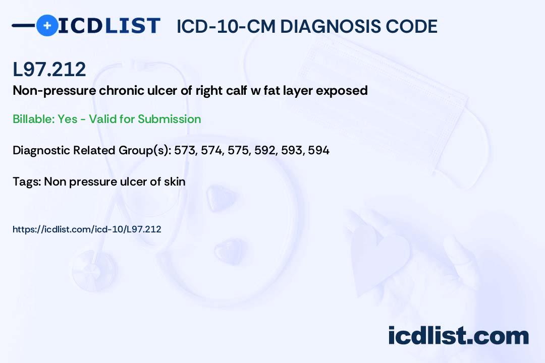 ICD-10-CM Diagnosis Code L97.212 - Non-pressure chronic ulcer of right ...