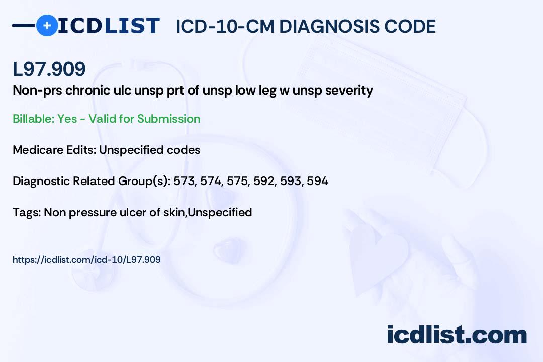 ICD-10-CM Diagnosis Code L97.909 - Non-pressure chronic ulcer of ...