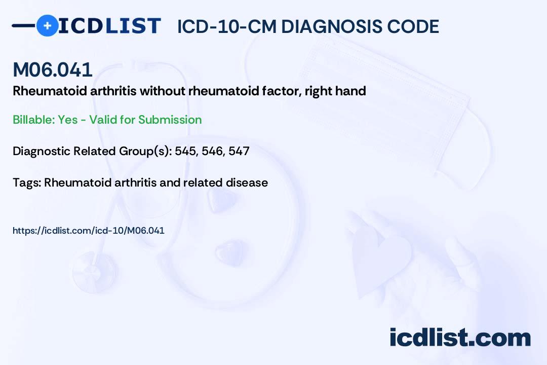 ICD-10-CM Diagnosis Code M06.041 - Rheumatoid arthritis without ...