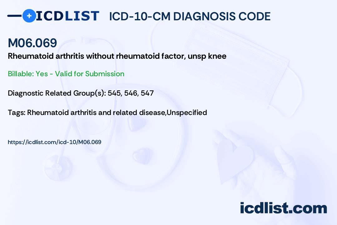 ICD-10-CM Diagnosis Code M06.069 - Rheumatoid arthritis without ...