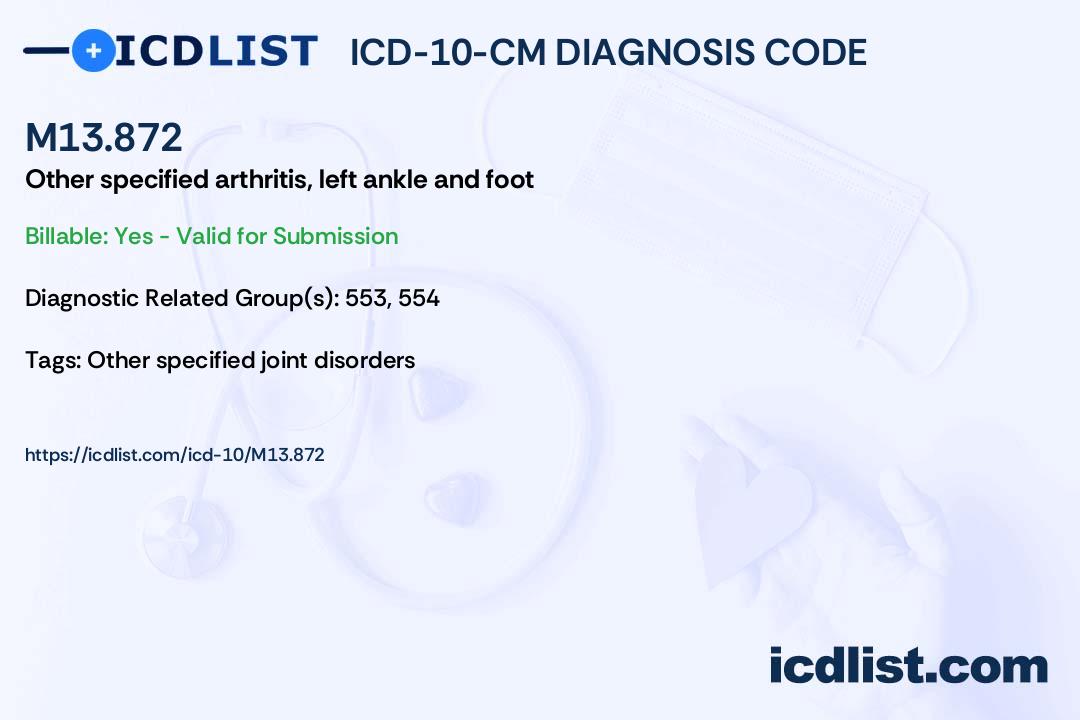 ICD-10-CM Diagnosis Code M13.872 - Other specified arthritis, left ...
