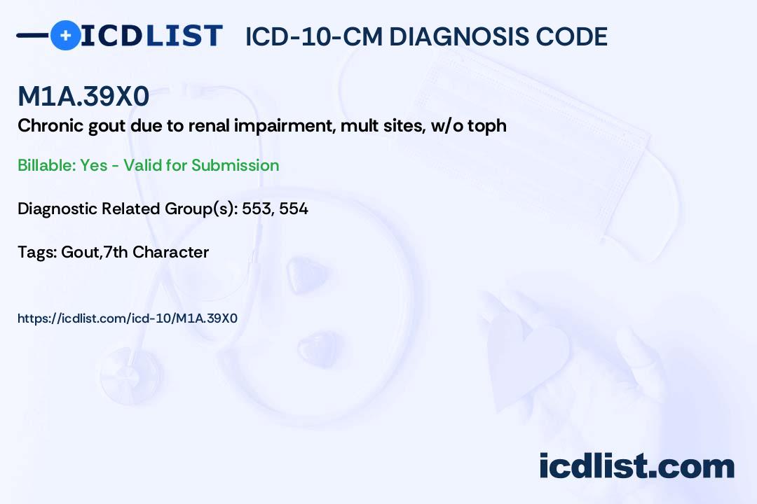 ICD-10-CM Diagnosis Code M1A.39X0 - Chronic gout due to renal ...