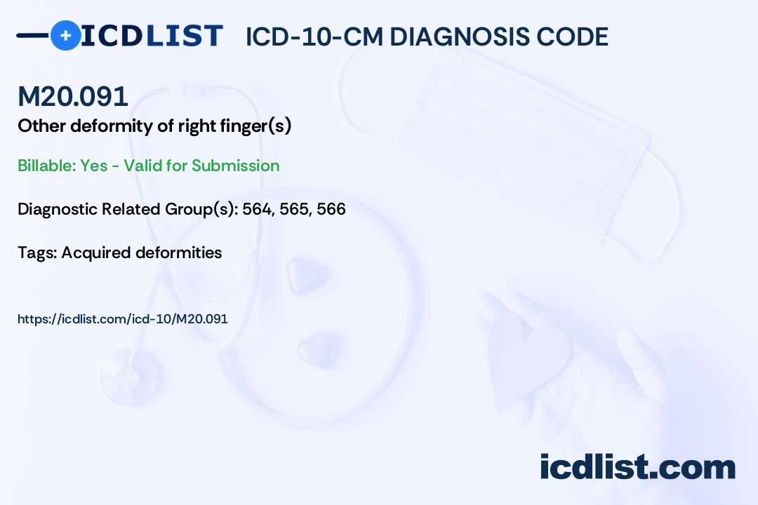 ICD-10-CM Diagnosis Code M20.091 - Other deformity of right finger(s)