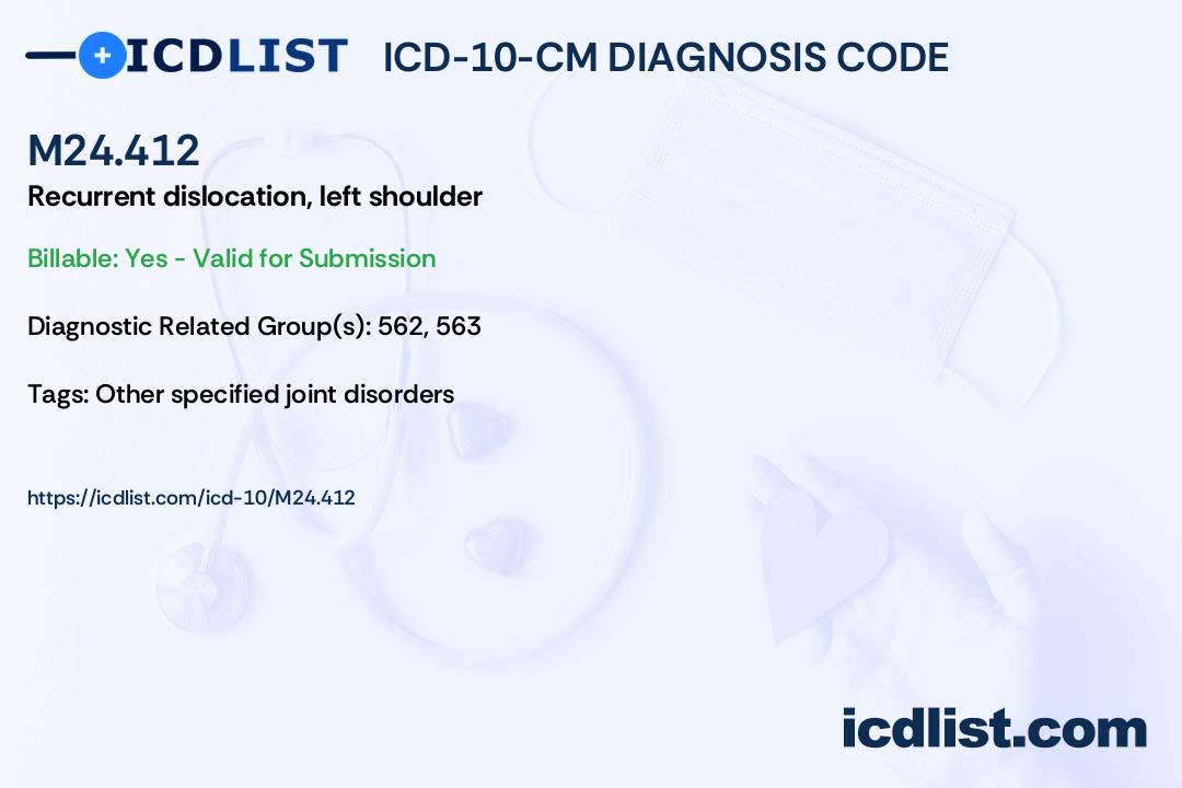 ICD-10-CM Diagnosis Code M24.412 - Recurrent dislocation, left shoulder