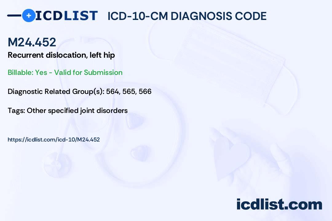 ICD-10-CM Diagnosis Code M24.452 - Recurrent dislocation, left hip