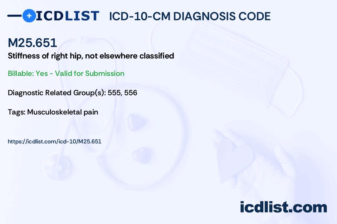 ICD-10-CM Diagnosis Code M25.651 - Stiffness of right hip, not ...
