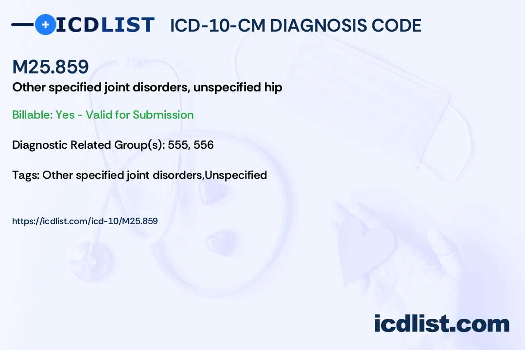 ICD-10-CM Diagnosis Code M25.859 - Other specified joint disorders ...