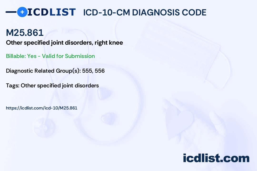 ICD-10-CM Diagnosis Code M25.861 - Other specified joint disorders ...