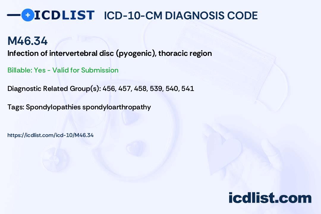 ICD-10-CM Diagnosis Code M46.34 - Infection of intervertebral disc ...
