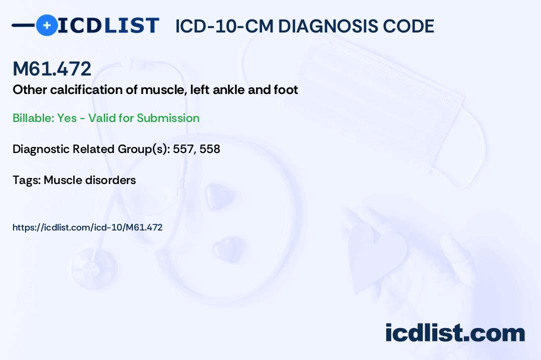 ICD-10-CM Diagnosis Code M61.472 - Other calcification of muscle, left ...